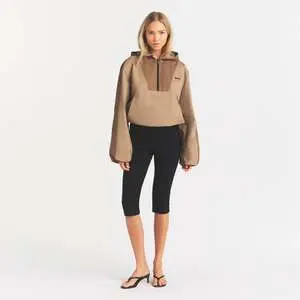 SKIMS Half Zip Pullover | Light Neutral | | Woven Cotton - Desert
