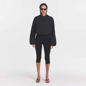 SKIMS Woven Cotton Half Zip Pullover - Onyx