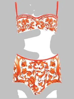 Dolce & Gabbana Bikini Stampa Maiolica - Orange