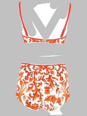 Dolce & Gabbana Majolica Print Bikini Set - Orange