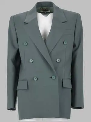 Chloé Double-breasted Wool Gabardine Blazer - Gray