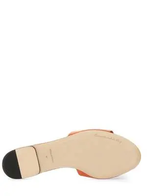 Dolce & Gabbana Leather Logo Slide Sandals - Orange