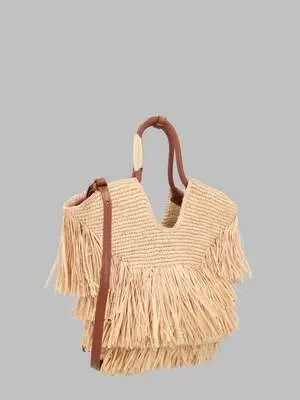 Zimmermann Goldentime Small Raffia Tote With Fringe