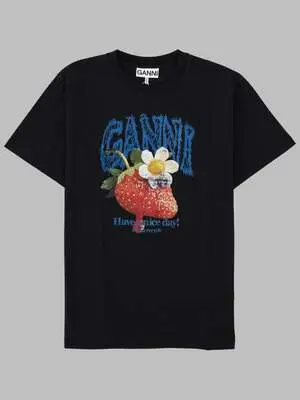GANNI Strawberry Graphic T-shirt - Black