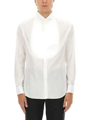 Giorgio Armani Camicia Smoking In Cotone - White