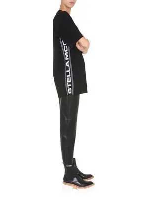 Stella McCartney Round Neck T-shirt With Side Band Detail - Black