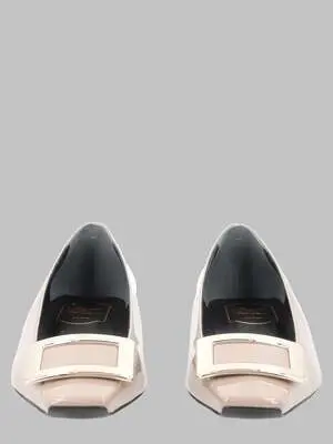 ROGER VIVIER Belle Vivier Ballerina Flats In Patent Leather - Cream