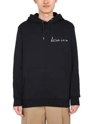 Paul Smith Hoodie With Graphic Detail - Black