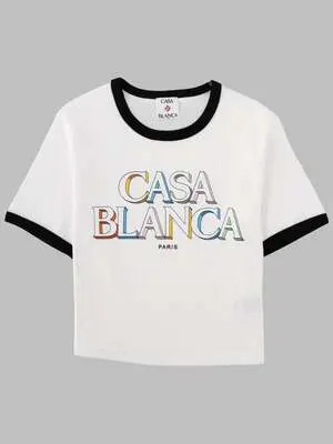 Casablanca T-shirt Stacked Logo - White