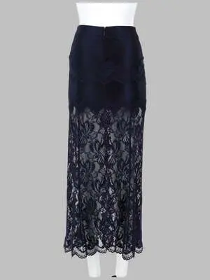 Rabanne Lace And Jersey Midi Skirt - Blue