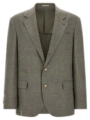 Brunello Cucinelli Prince Of Wales Blazer - Green