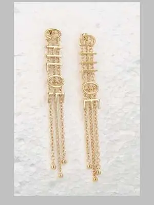 Chloé Orecchini Pendenti Con Logo - Gold