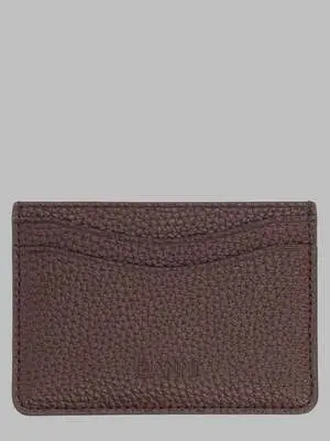 GANNI Textured Card Holder - Brown