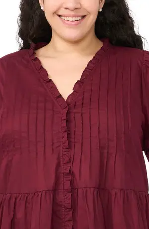 CECE DUPRAZ Pintuck Tiered Cotton Dress