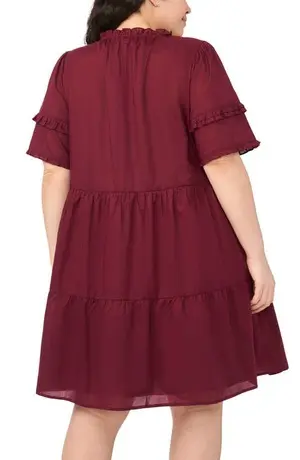 CECE DUPRAZ Pintuck Tiered Cotton Dress