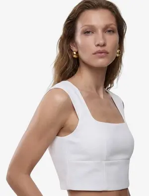 Koton Slim Fit Sleeveless Square Neck Cropped Blouse