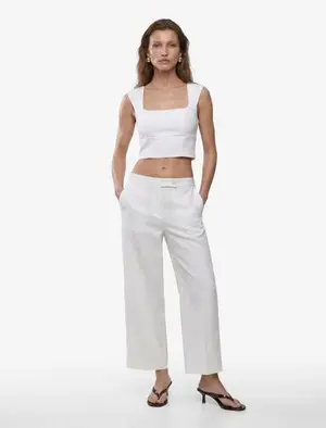 Koton Slim Fit Sleeveless Square Neck Cropped Blouse