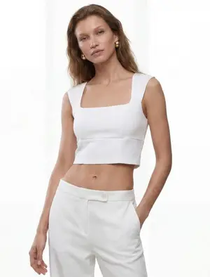 Koton Slim Fit Sleeveless Square Neck Cropped Blouse