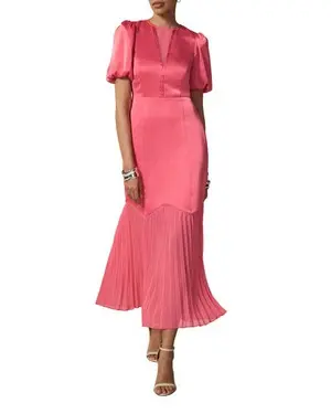 Mint Velvet Satin Pleated Maxi Dress