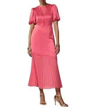 Mint Velvet Satin Pleated Maxi Dress