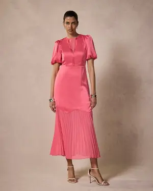 Mint Velvet Satin Pleated Maxi Dress
