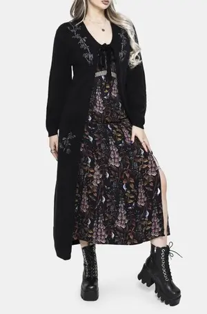 DISTURBIA Rime Cable Knit Longline Cardigan