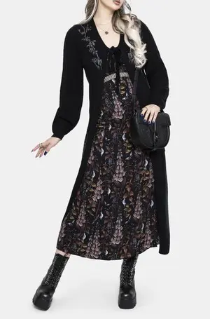 DISTURBIA Rime Cable Knit Longline Cardigan