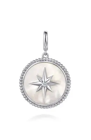 Gabriel & Co. Mother-of-pearl And White Sapphire Medallion - Sterling Silver