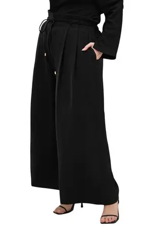 City Chic Shania Tie Waist Wide Leg Pants