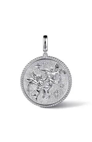 GABRIEL & CO. Zodiac Medallion With White Sapphires - Sterling Silver