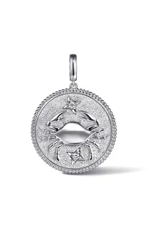 Gabriel & Co. Zodiac Medallion With White Sapphires - Sterling Silver