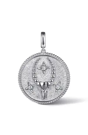 Gabriel & Co. Zodiac Medallion With White Sapphires - Sterling Silver