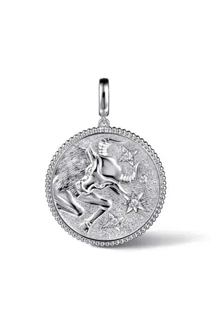 Gabriel & Co. Zodiac Medallion With White Sapphires - Sterling Silver
