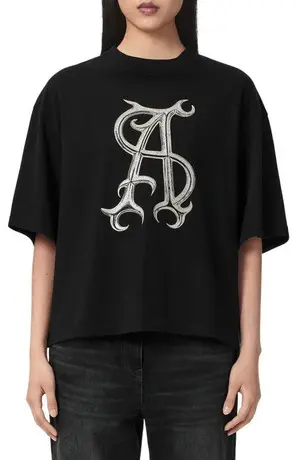 ALLSAINTS Reflex Amelie Logo Graphic T-shirt - Black