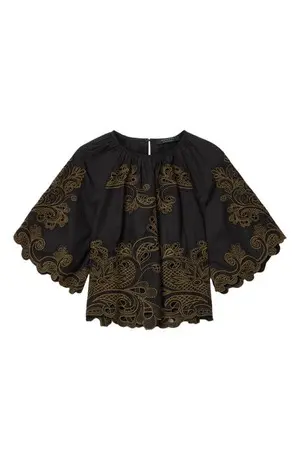 ALLSAINTS Miriam Embroidered Cotton Top