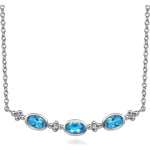 GABRIEL & CO. Blue Topaz Frontal Necklace - Sterling Silver