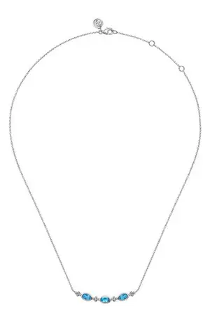 GABRIEL & CO. Blue Topaz Frontal Necklace