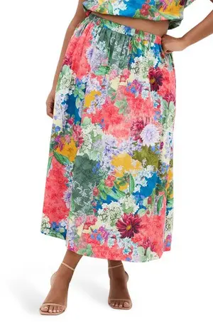 City Chic Maxi Skirt With Floral Print
