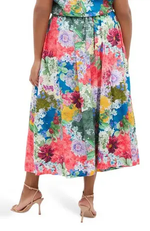 City Chic Maxi Skirt With Floral Print