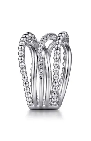 GABRIEL & CO. White Sapphire Crisscross Ring