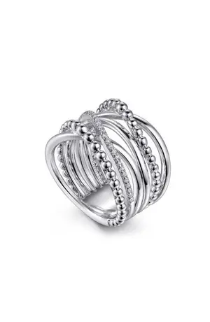 GABRIEL & CO. White Sapphire Crisscross Ring