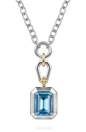 GABRIEL & CO. And 14k Gold Blue Topaz Pendant Necklace - Sterling Silver