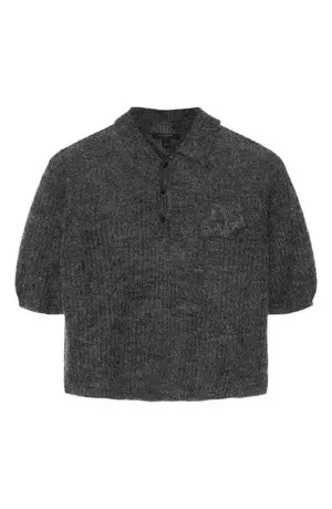 ALLSAINTS Anabel Mohair & Merino Wool Blend Polo Tee