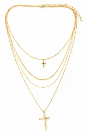 PANACEA Layered Cross Necklace - Gold