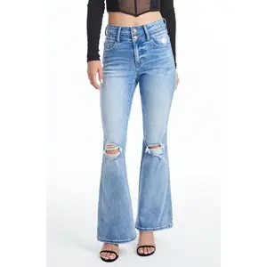 BAYEAS High Waist Flare Jeans - Sapphire