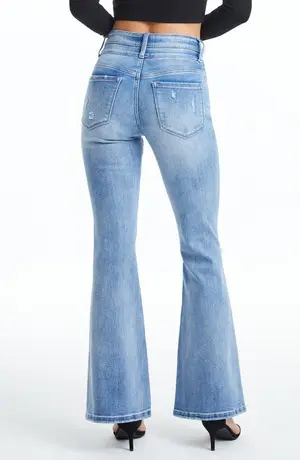 BAYEAS High Waist Flare Jeans With Ripped Knees