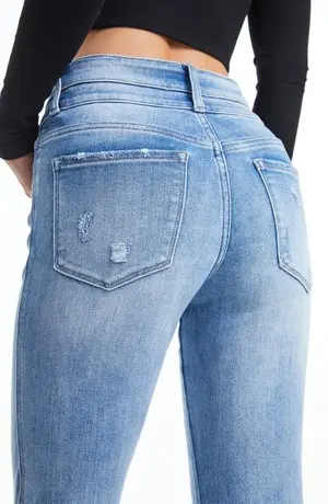BAYEAS High Waist Flare Jeans With Ripped Knees