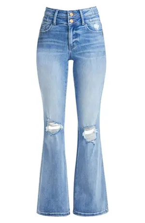 BAYEAS High Waist Flare Jeans With Ripped Knees