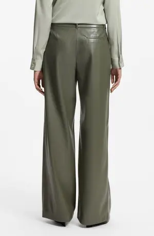 BOSS Tiana Pleated Faux Leather Wide-leg Pants