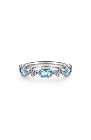GABRIEL & CO. Blue Topaz Station Ring